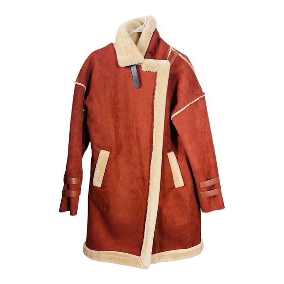 Unbranded | Jackets & Coats | Womens Shearling Coat In Rust And Cream ...